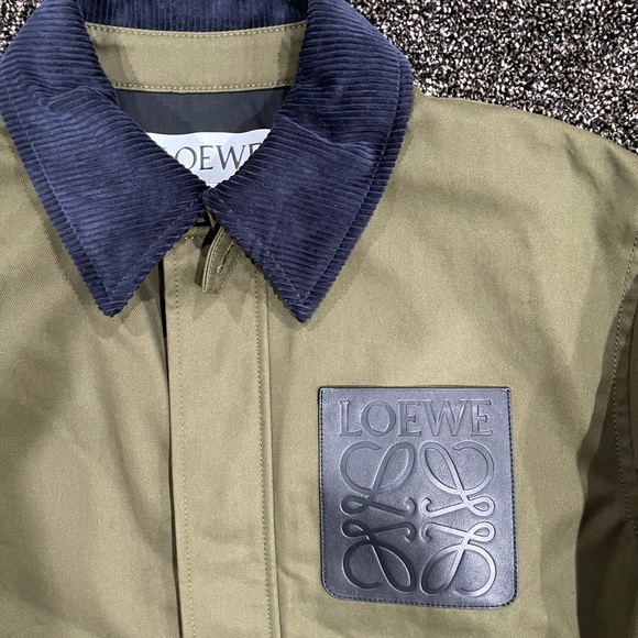 Loewe | Jackets & Coats | Loewe Leather Logo Green Workers Jacket ...